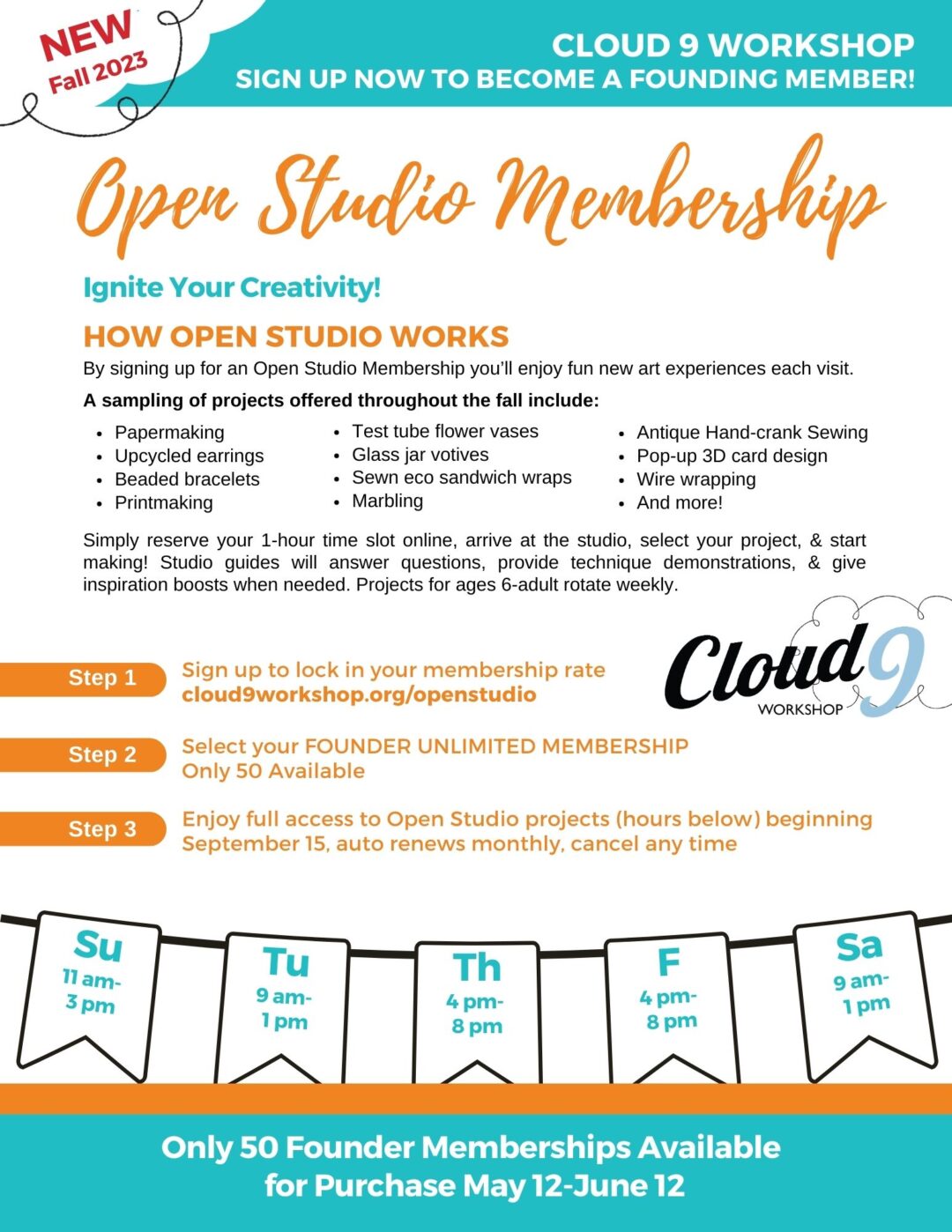 NEW! Open Studio Memberships! - Cloud 9 Workshop